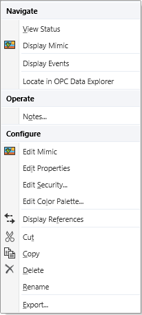 ViewX and Virtual ViewX Clients Guide - Display the Object Menu (Object Menu)